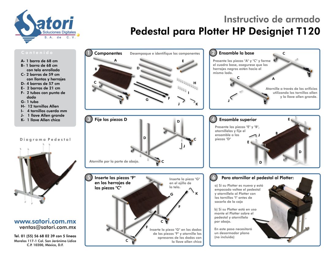 Pedestal de aluminio compatible con Plotters hp Designjet T120, T130 y ...